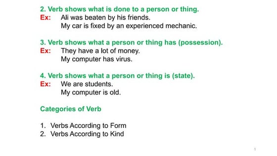 Presentation On Verbs | PPT