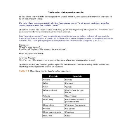 question words | PDF