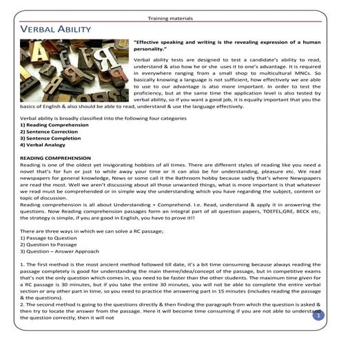 Verbal ability for Interviews | PDF | Standardized Testing ...