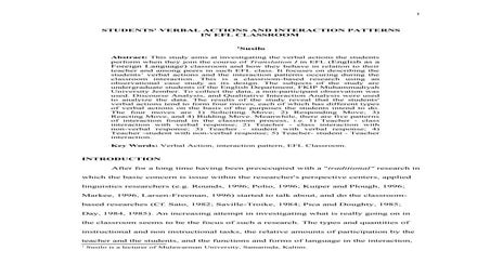 Discourse Patterns In The Classroom