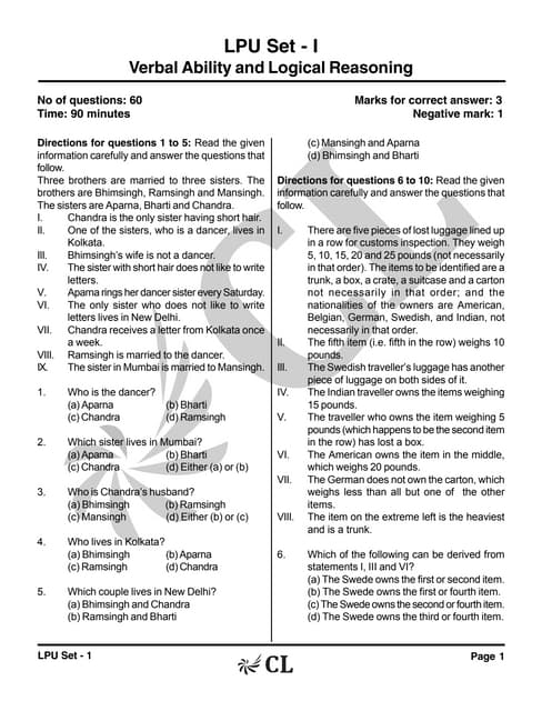 Opportunity Class Test OC- Reading Comprehension Examples | PPT