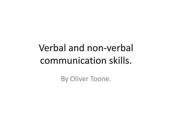 Verbal and non verbal communication skills | PPT