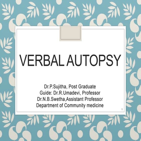 Verbal autopsy | PPTX | Lung and Respiratory Health | Diseases and ...