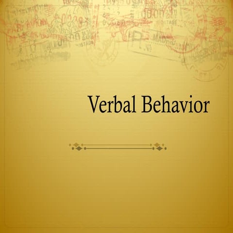 In verbal behavior approach, in ABA and Psychology | PPT
