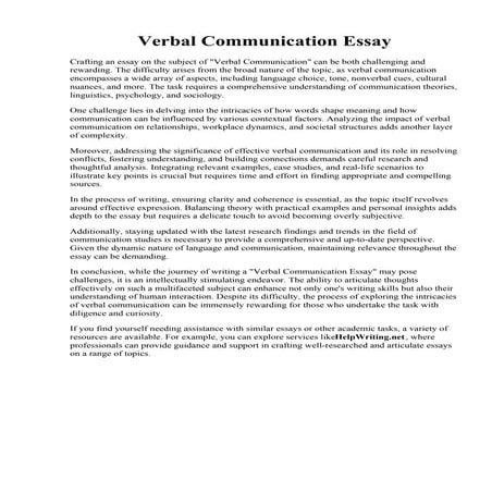 Verbal Communication Essay. Verbal communication essay - City Centre ...