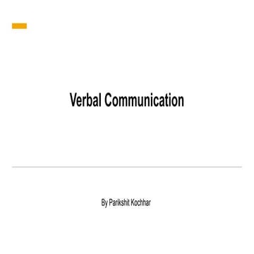 Verbal Communication PPT for one and all | PPTX