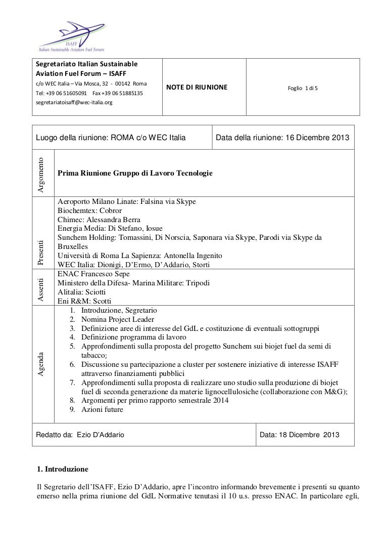 Forum ISAFF Verbale Prima Riunione Gruppo di Lavoro Tecnologie 16 di…