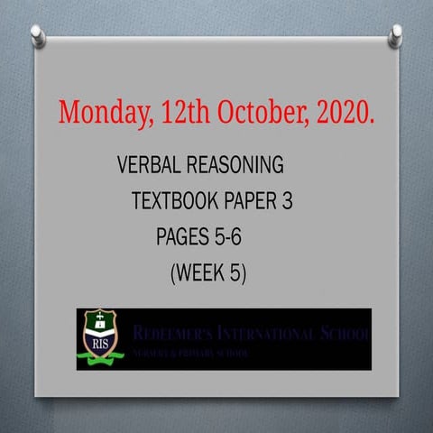 VERBAL REASONING PAPER 2 WEEK 5 - - Copy.pptx