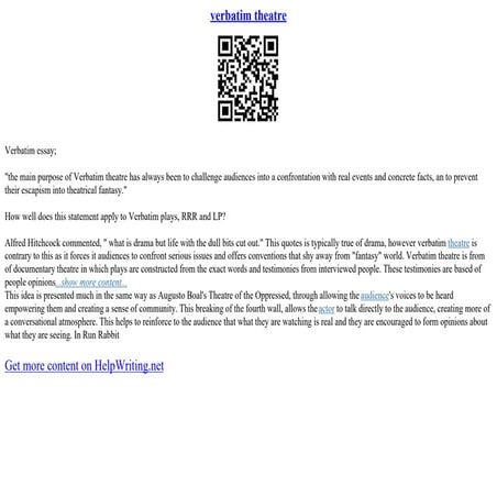 Verbatim Theatre | PDF