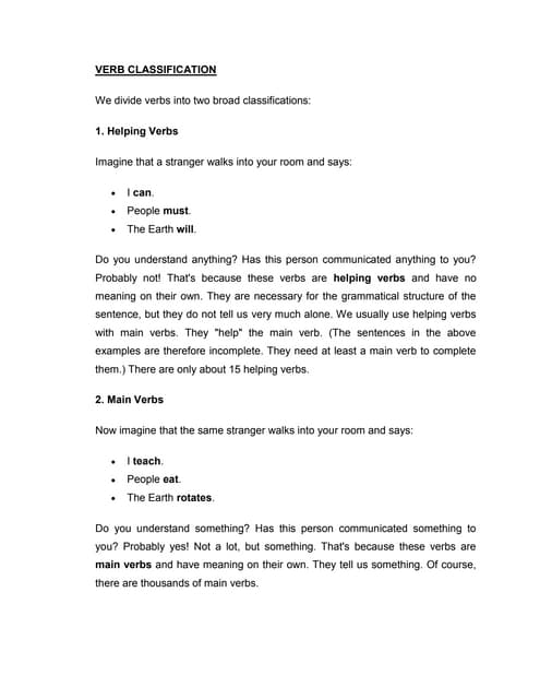 Classification of verbs | PPTX