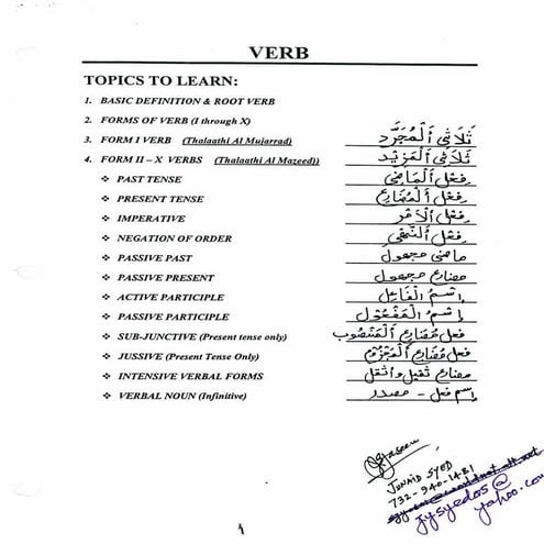 Arabic Verbs 1 of 3 | PDF