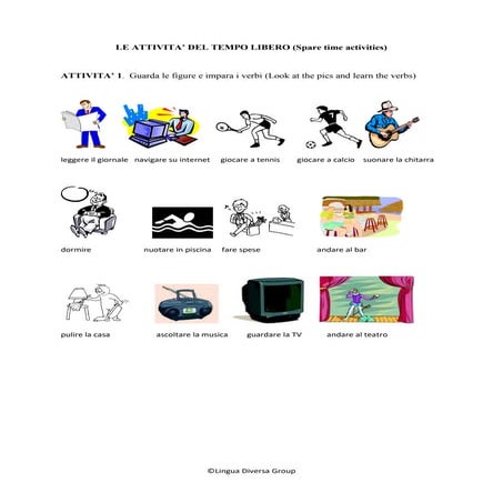 Verbi all'infinito per il tempo libero in italiano | PDF