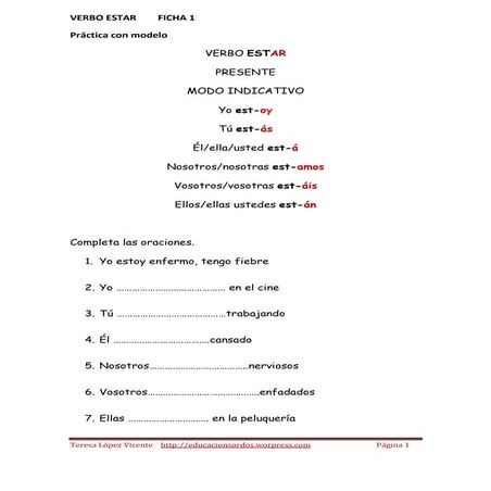 Verbo estar presente | PDF