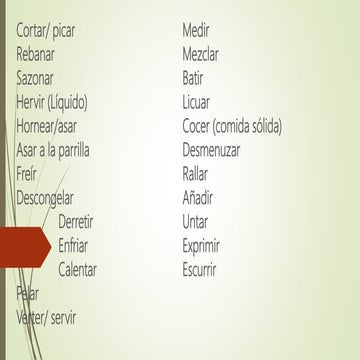 Verbos de cocina | PPTX