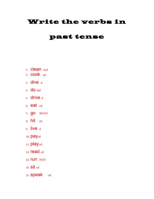 Escribir los verbos en pasado | PDF