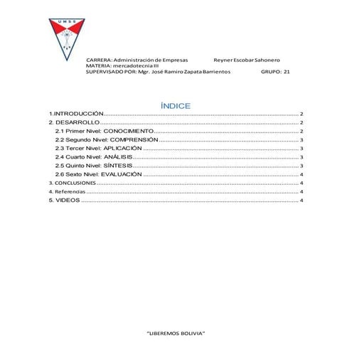 16. verbos para fijar objetivos taxonomia de bloom | DOCX