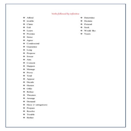 Verbs followed by infinitive | DOCX