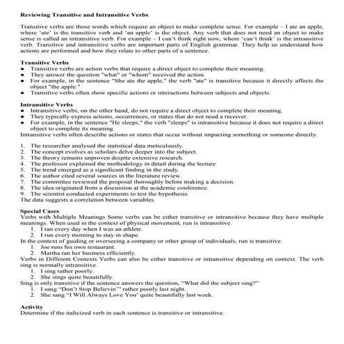 verbs, transitive, intransitive, regular, irregular verbs examples uses.pdf