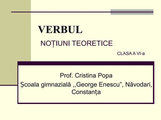 Schema - verb (moduri și timpuri verbale) | DOCX