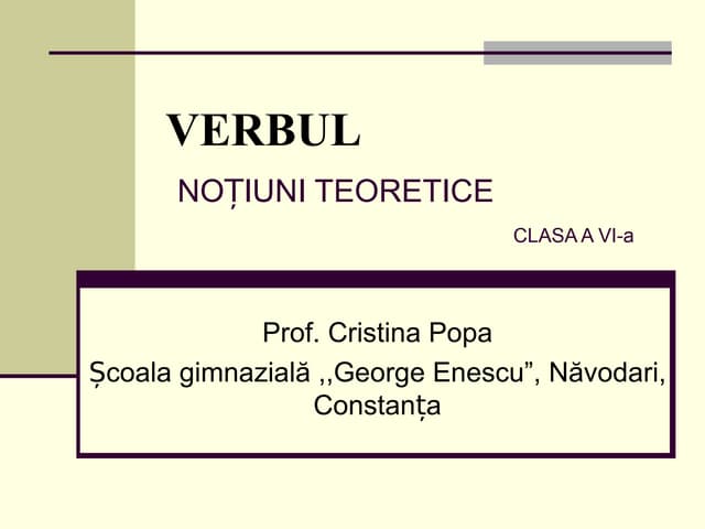 Schema - verb (moduri și timpuri verbale) | DOCX