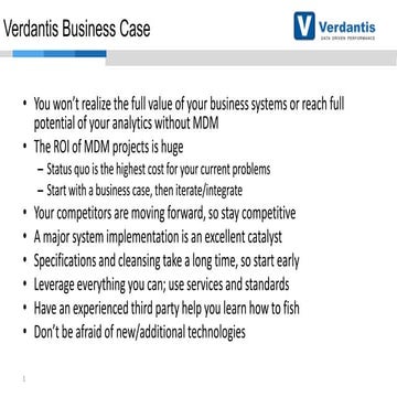 Verdantis Business Case of Master Data Management | PPT