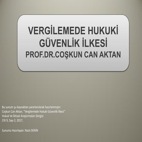 Vergilemede hukuki güvenlik ilkesi | PDF