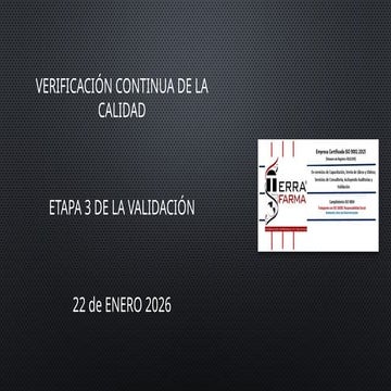 Verificación Continua de la Calidad Etapa 3 de la Validacion 22 de ...