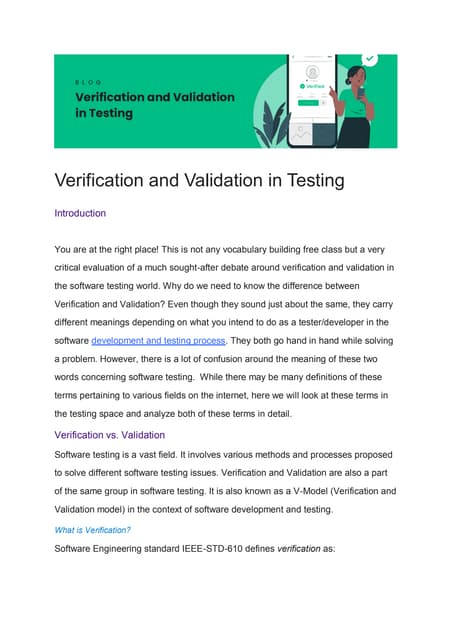 What Is Verification vs. Validation In Software Testing? | PPT