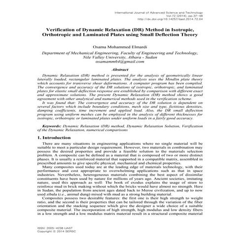 Verification Of Dynamic Relaxation Dr Method In Isotropic
