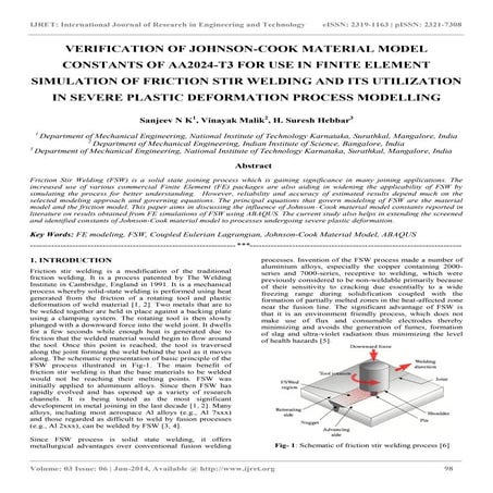 Verification of johnson cook material model constants of aa2024-t3 for use in finite element ...