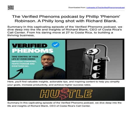Verified Phenoms podcast guest sales trainer Richard Blank Costa Ricas ...