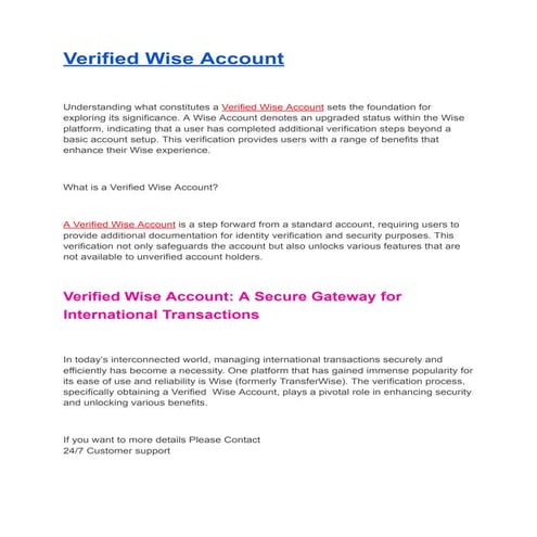 Verified Wise Account Buy Verified Wise Account | PDF