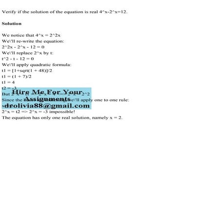 Verify If The Solution Of The Equation Is Real 4 x 2 x 12 Soluti pdf Verify If The Solution Of The Equation Is Real 4 x 2 x 12 Soluti pdf