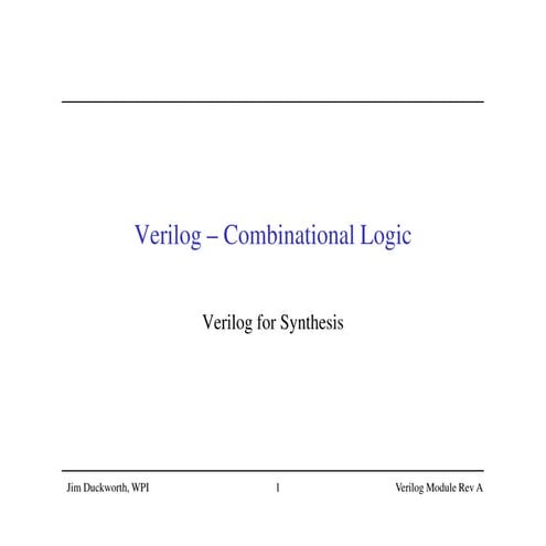 Verilog For Synthesis Combinational Rev Apdf 