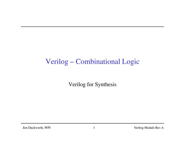 Verilog For Synthesis Combinational Rev Apdf