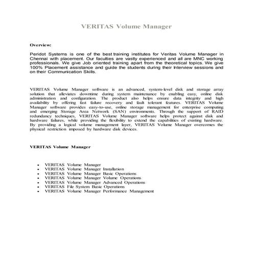 Veritas volume manager | DOCX