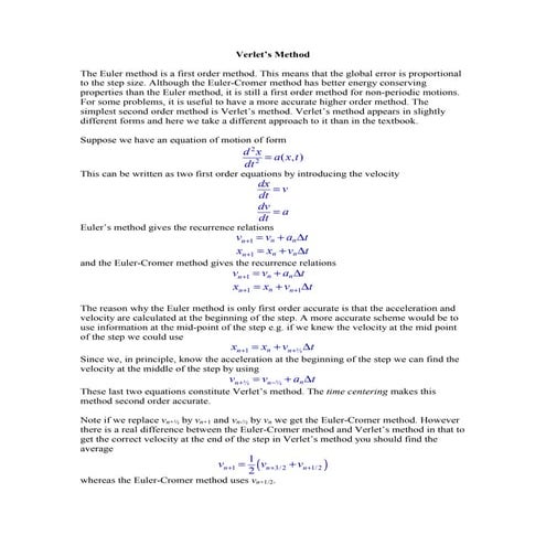 Verlet's method | PDF