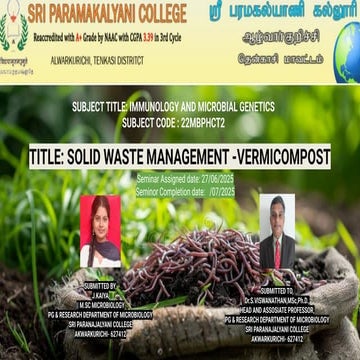 Waste Management by Vermicomposting: An Eco-friendly Method for Organic ...