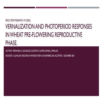 Vernalization and Photoperiod Responses in Wheat PreFlowering ...