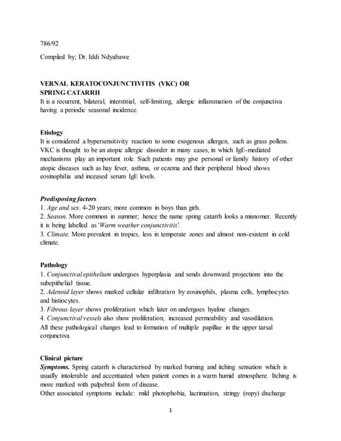 Vernal catarrh/ vernal keratoconjuctivitis | PPTX | Eye and Vision ...