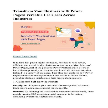 Transform Your Business with Power Pages: Versatile Use Cases Across ...