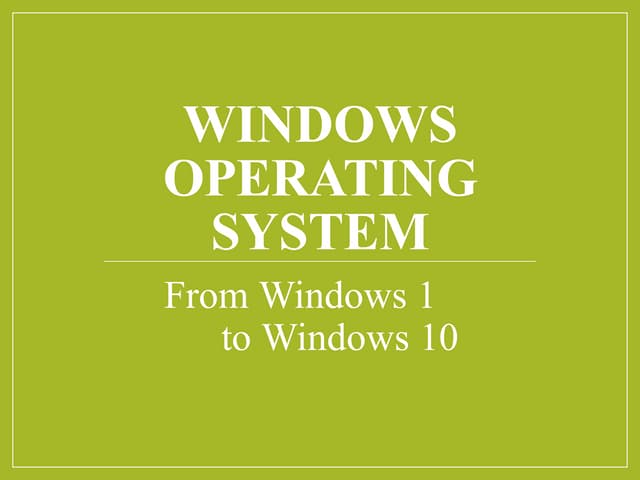 Windows Operating System Presentation Pptx