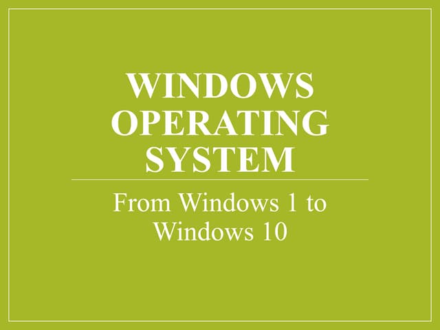 Windows operating system presentation | PPTX
