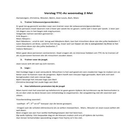 Verslag vergadering 2 mei