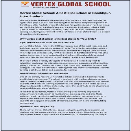 Vertex Global School and A Best CBSE School in Gorakhpur, Uttar Pradesh.pdf