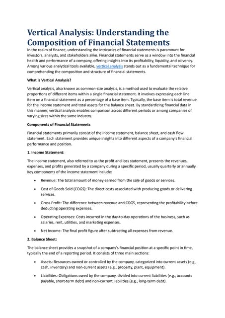 Horizontal and Vertical Analysis | Accounting | PPTX