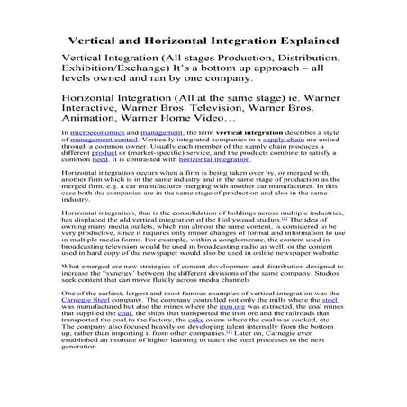 Horizontal Integration Increase The Success Of Healthcare Vertical