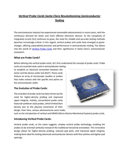 The Role of Vertical Probe Cards in Revolutionizing Semiconductor ...