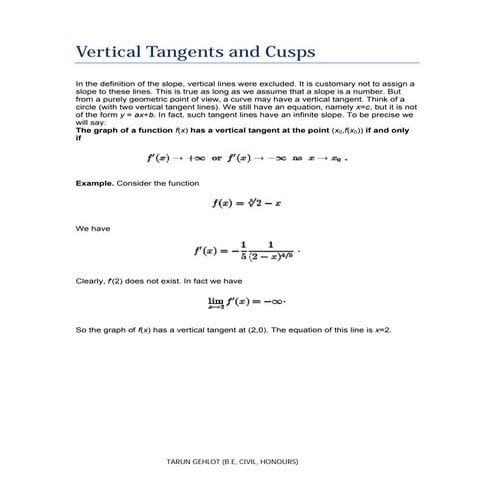 Vertical tangents and cusps | PDF