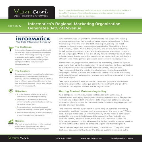 Verticurl Case Study on Informatica Demand Center Support | PDF
